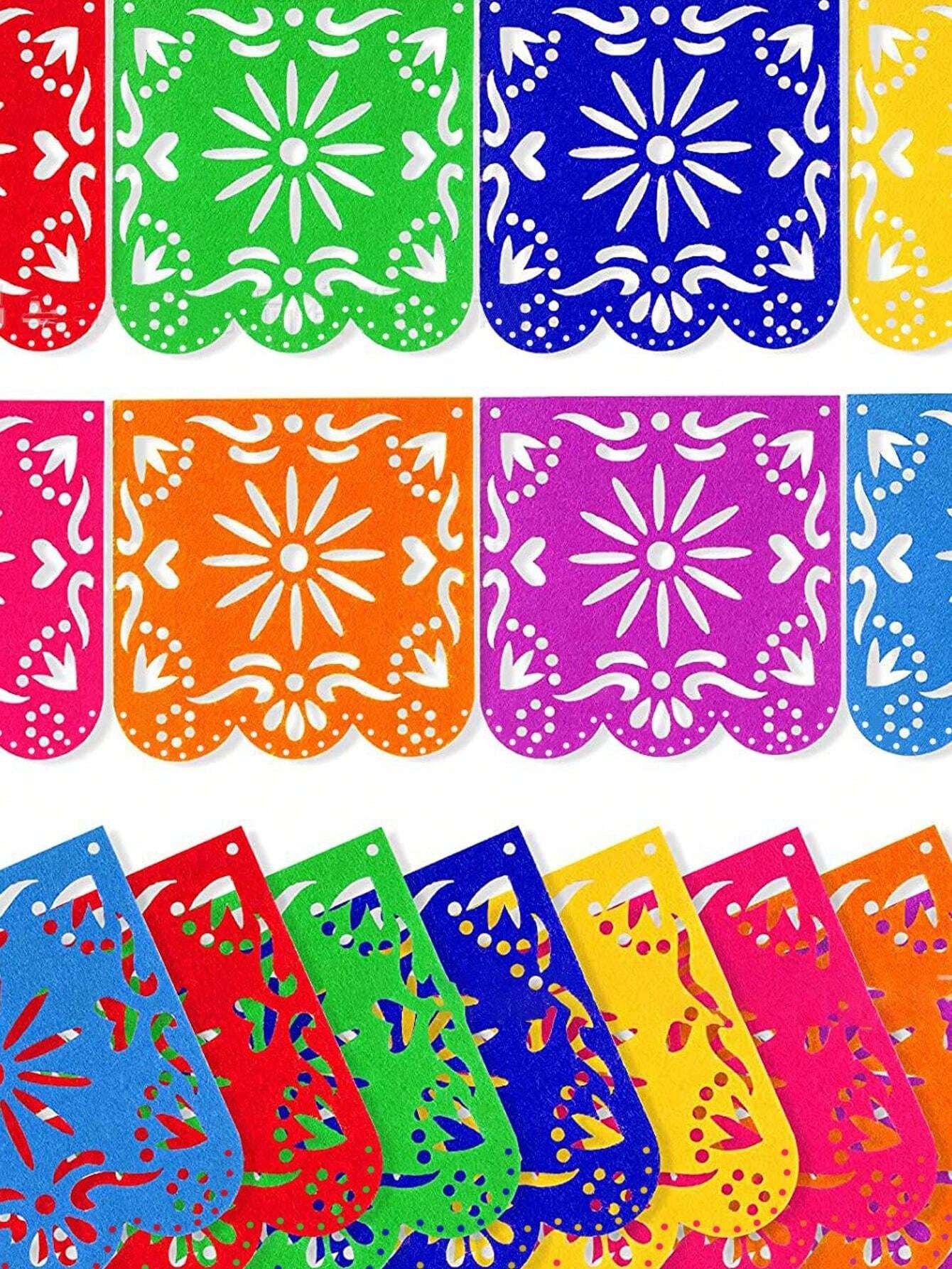 Mexican Flag & Pinata Themed Party Banner Set, Felt Papel Picado Banner ...