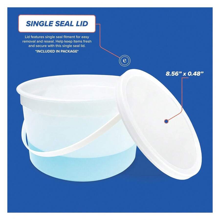 1 Gallon Food Safe Freezer Safe Round Plastic Bucket With Lids ...