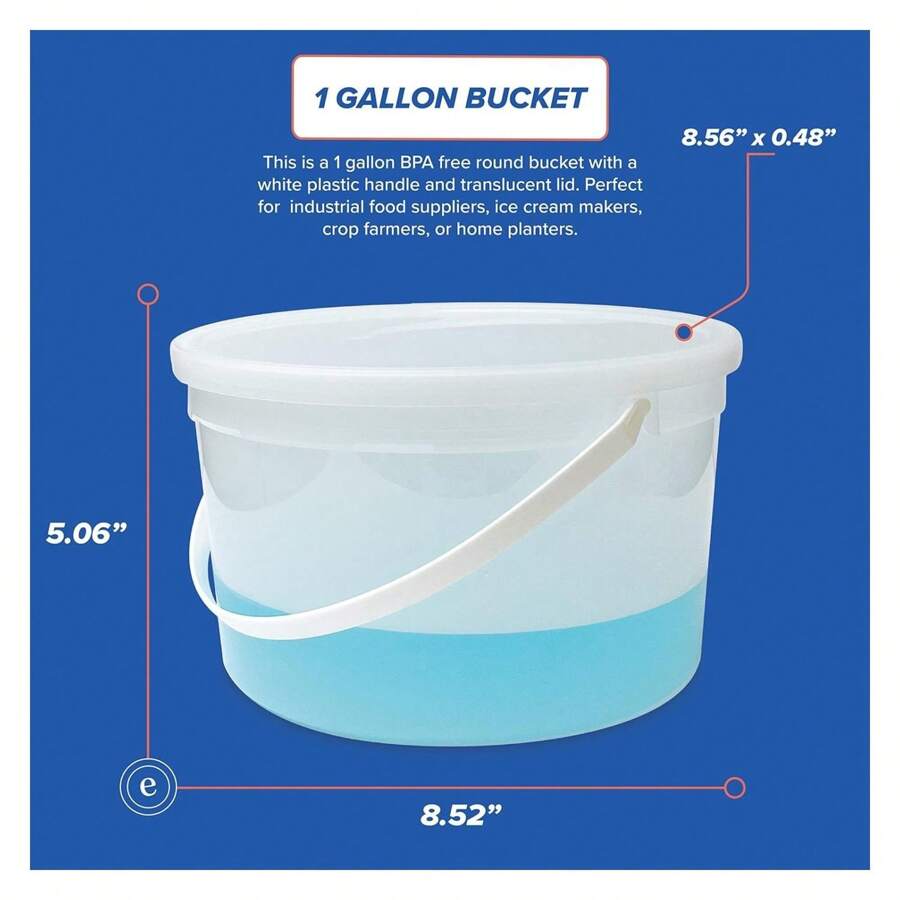 1 Gallon Food Safe Freezer Safe Round Plastic Bucket With Lids ...