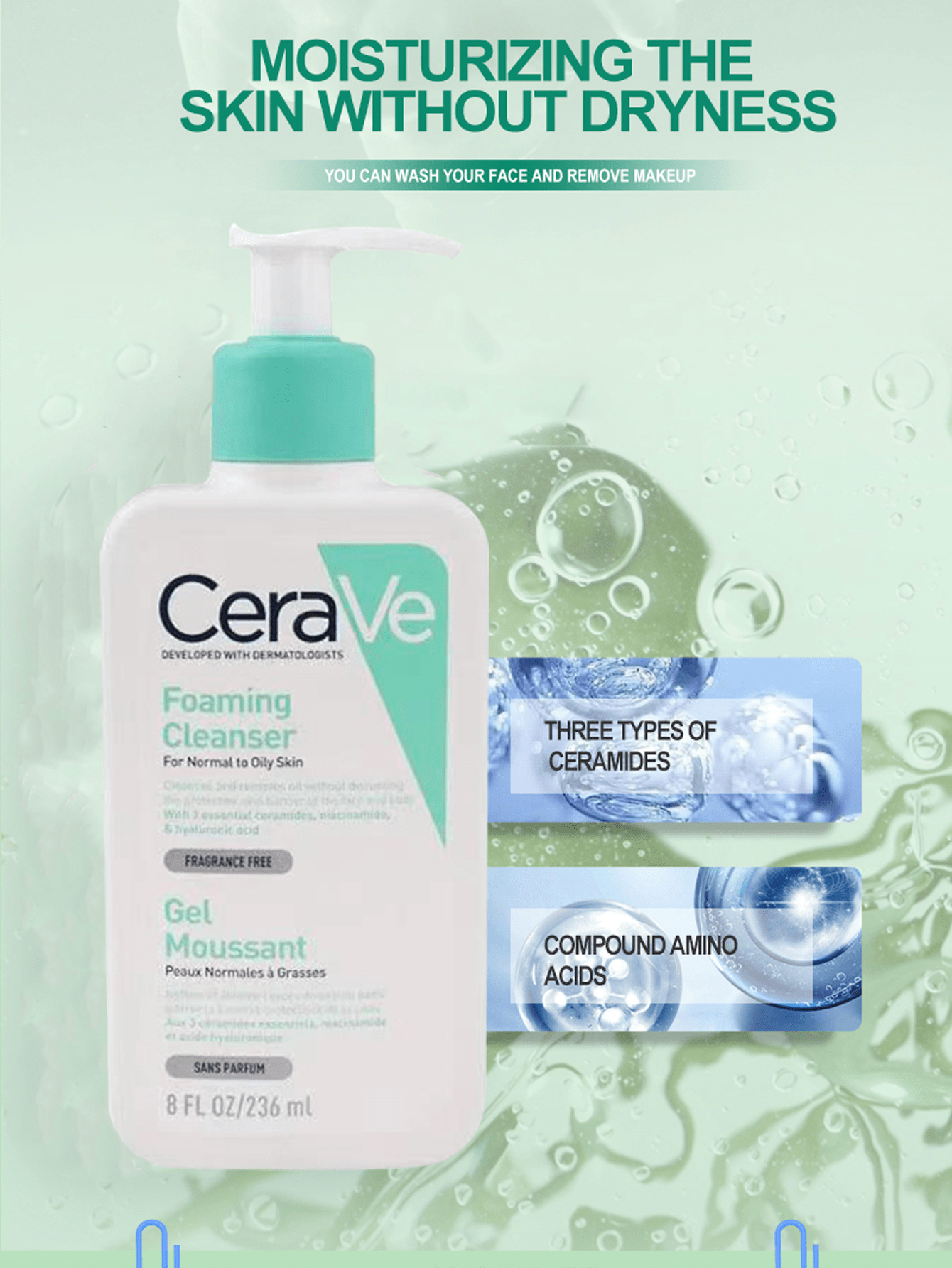 CeraVe Foaming Facial Cleanser With Green Ammonia 236ml/Bottle | SHEIN UK