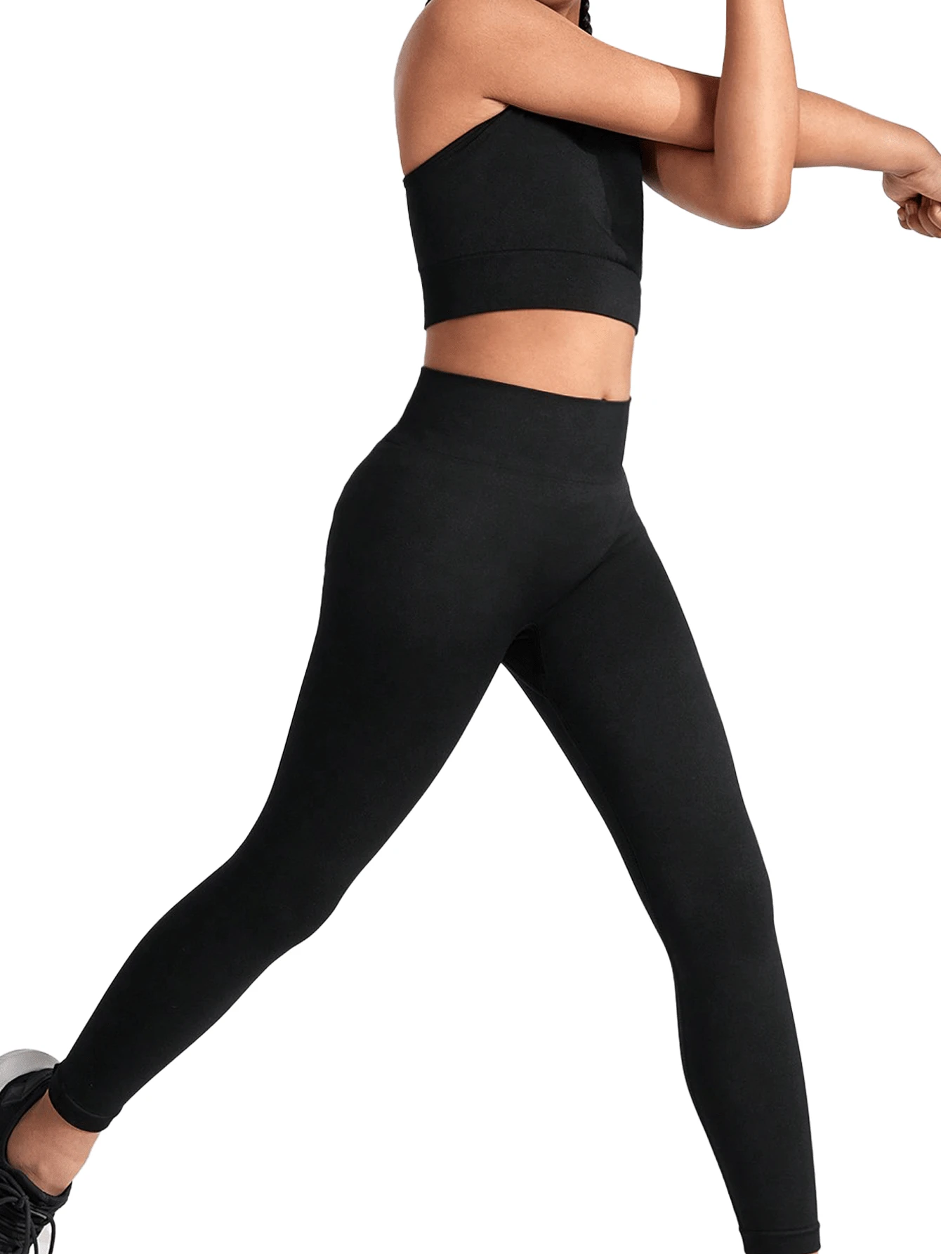Tween Girl 1set Black Basic Seamless Sportswear Workout Set | SHEIN UK