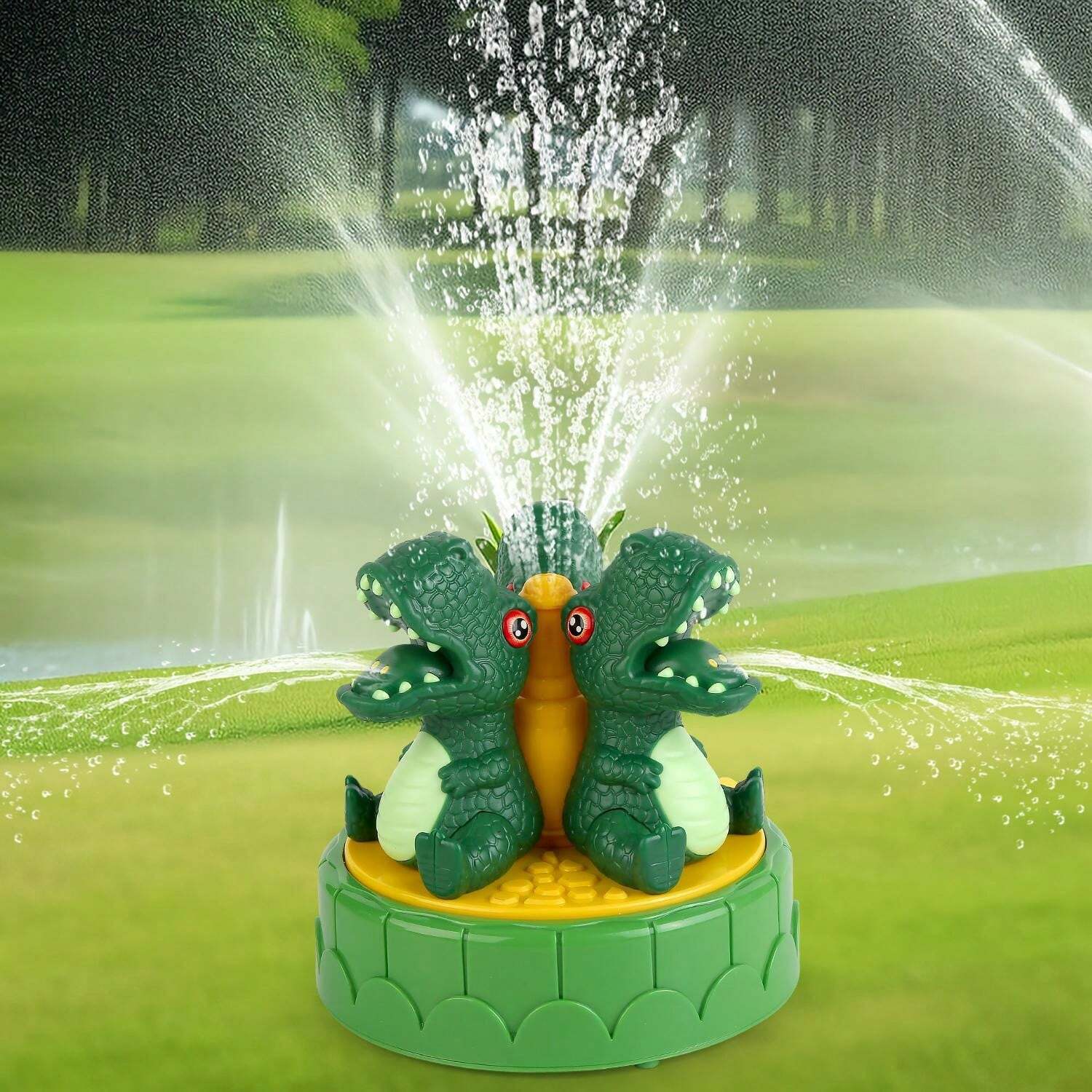 Green Dinosaur Themed Water Spray Toy Rotating With Water Pressure ...