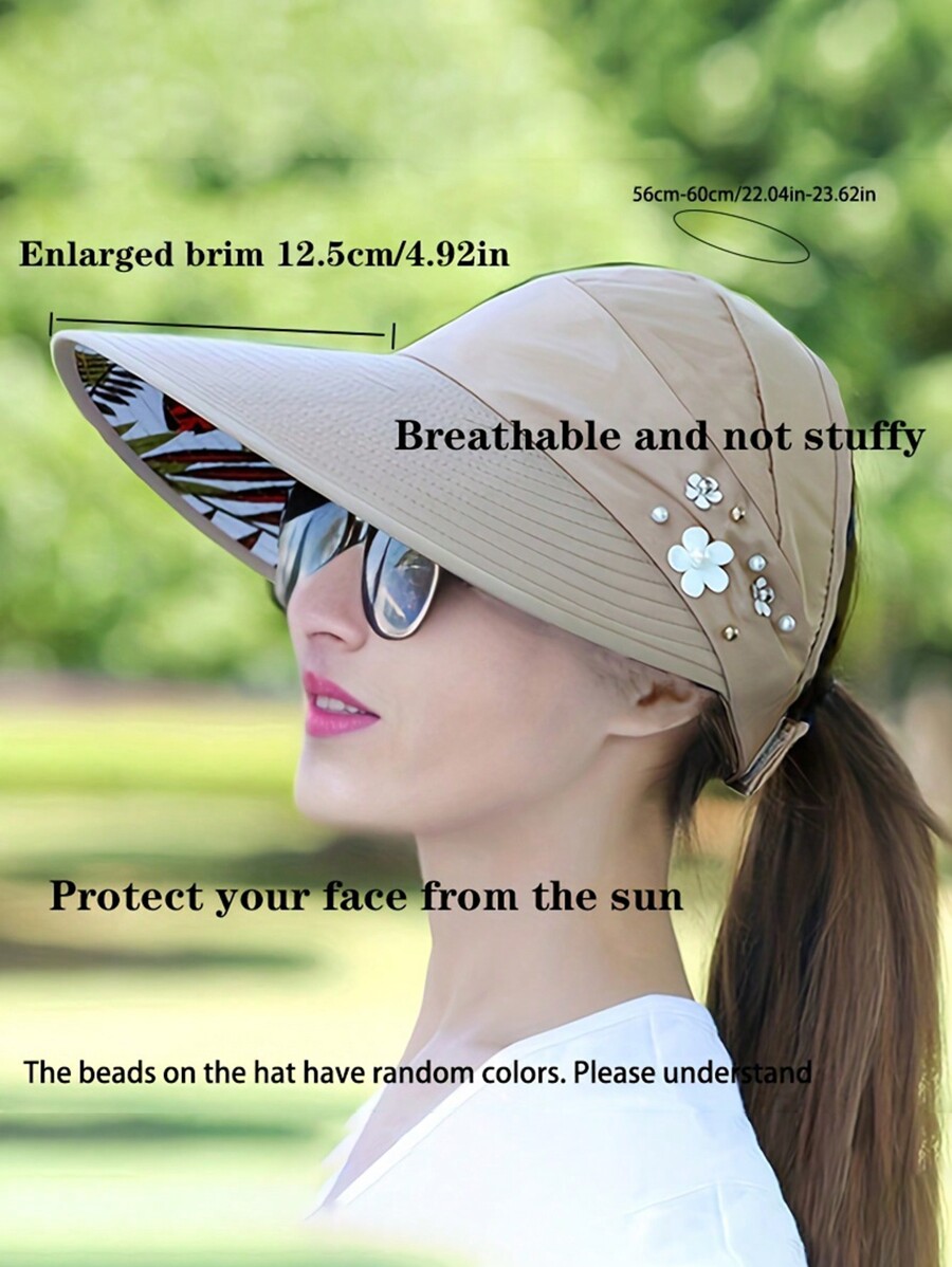 Women's 2024 New Outdoor Travel Sun Hat, Casual Foldable Anti-Uv Sunhat ...