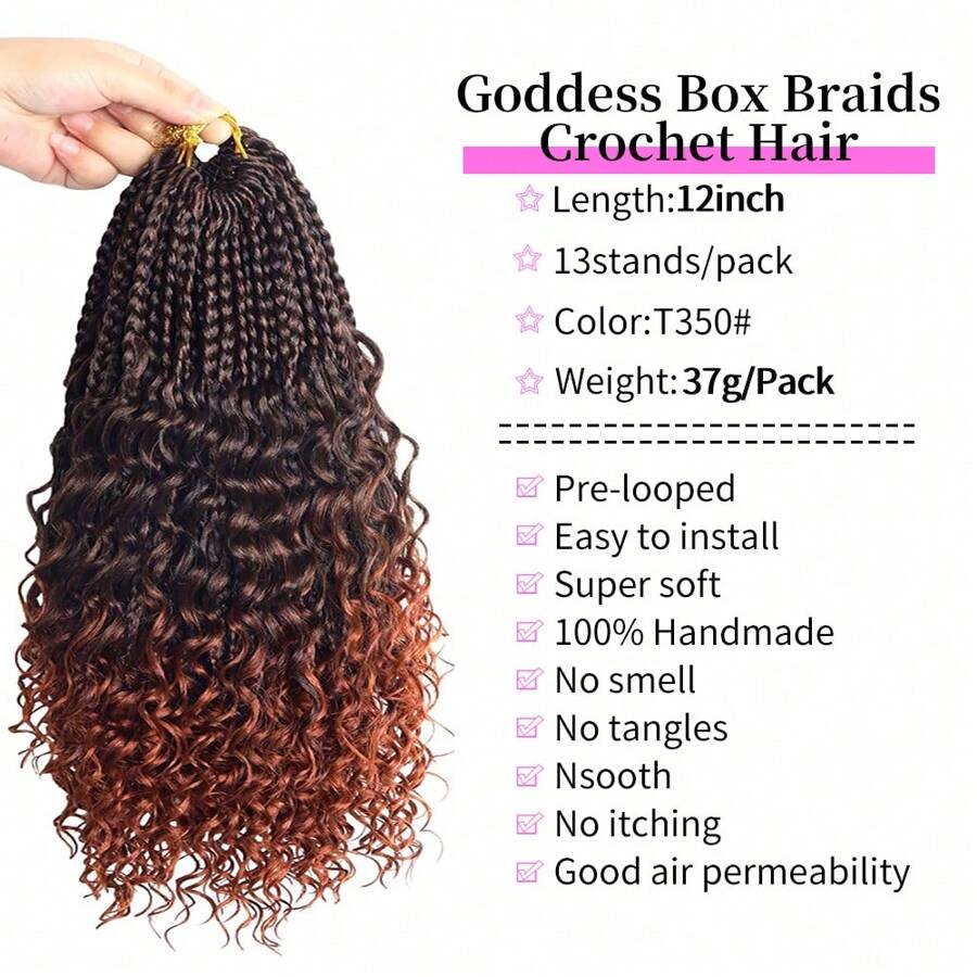 12inch Goddess Box Braids Crochet Hair 6 Packs Bob Goddess Box Braids ...