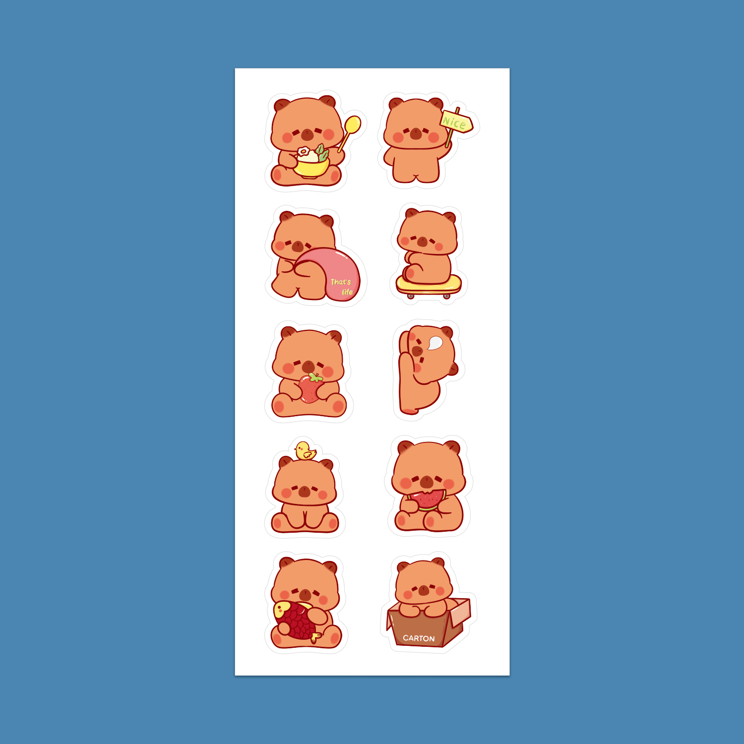 20 Large Sheets Cartoon Stickers (10 Small Stickers Per Sheet) And 10 ...