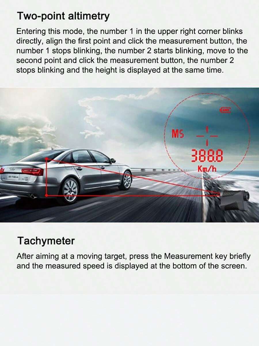 Imeter 800 מטר טווח גובה שתי נקודות גובה מהירות מדידת זווית מד מרחק ...