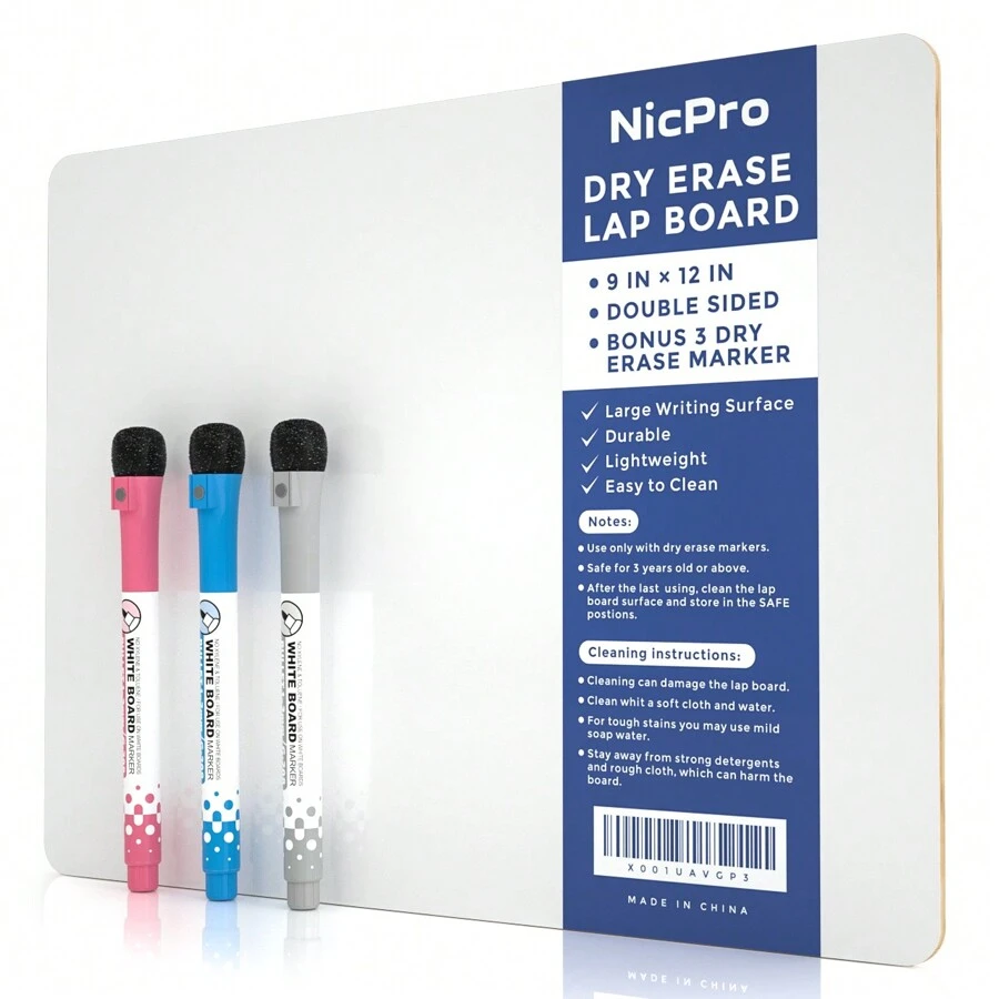 Nicpro 9 X 12 Inches Lapboard Small Dry Erase Lap Board Double Sided ...