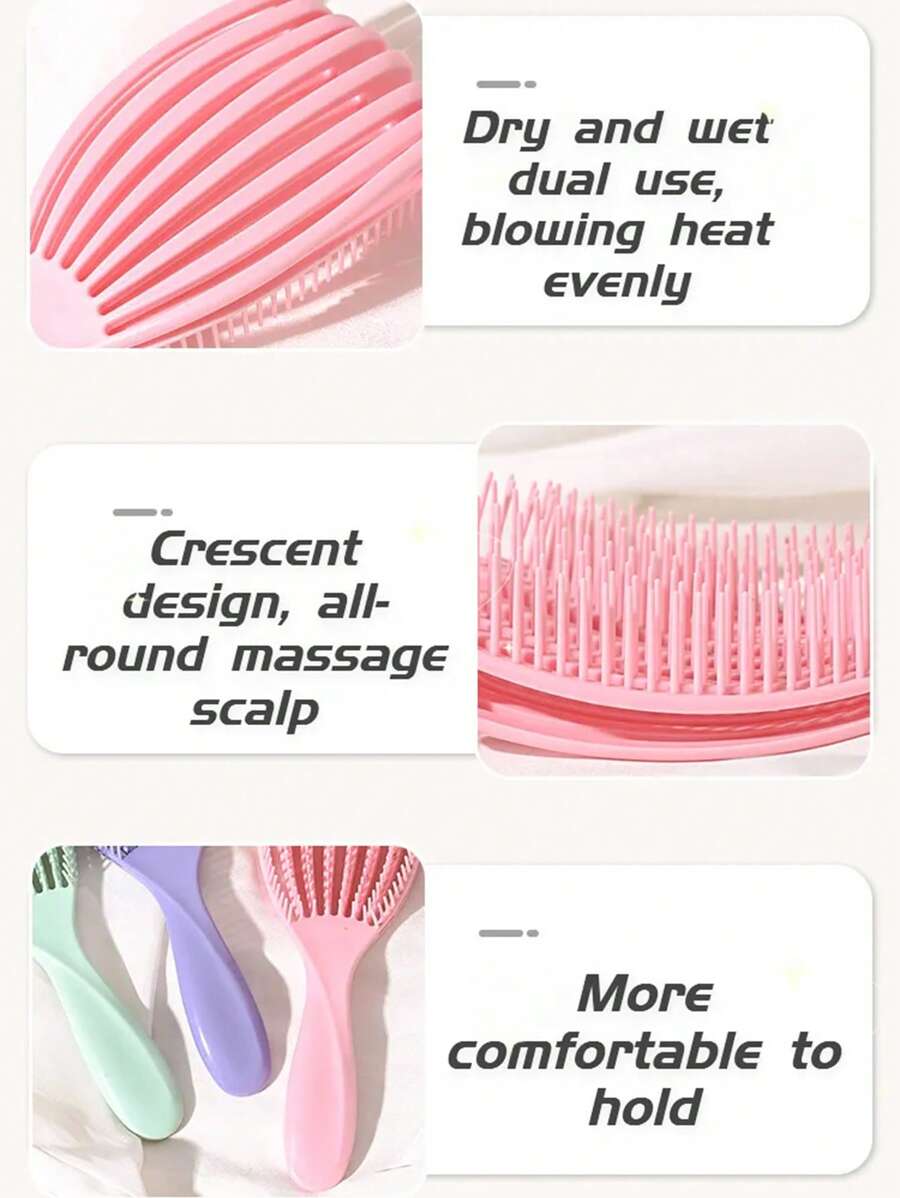 1pc Large Pink Seashell Comb, Dual Use For Wet And Dry Hair, Multi ...