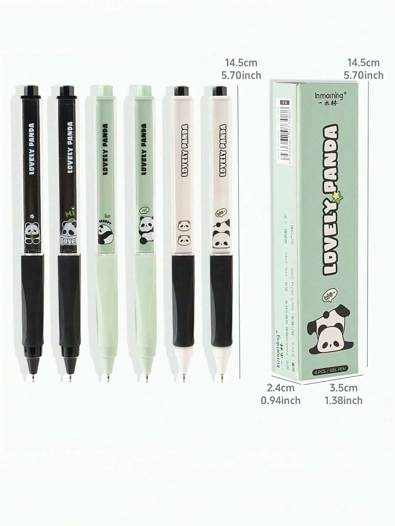 6pcs Lovely Gel Pens Set Cartoon Panda & Yumi Square Barrel Quick-Dry ...