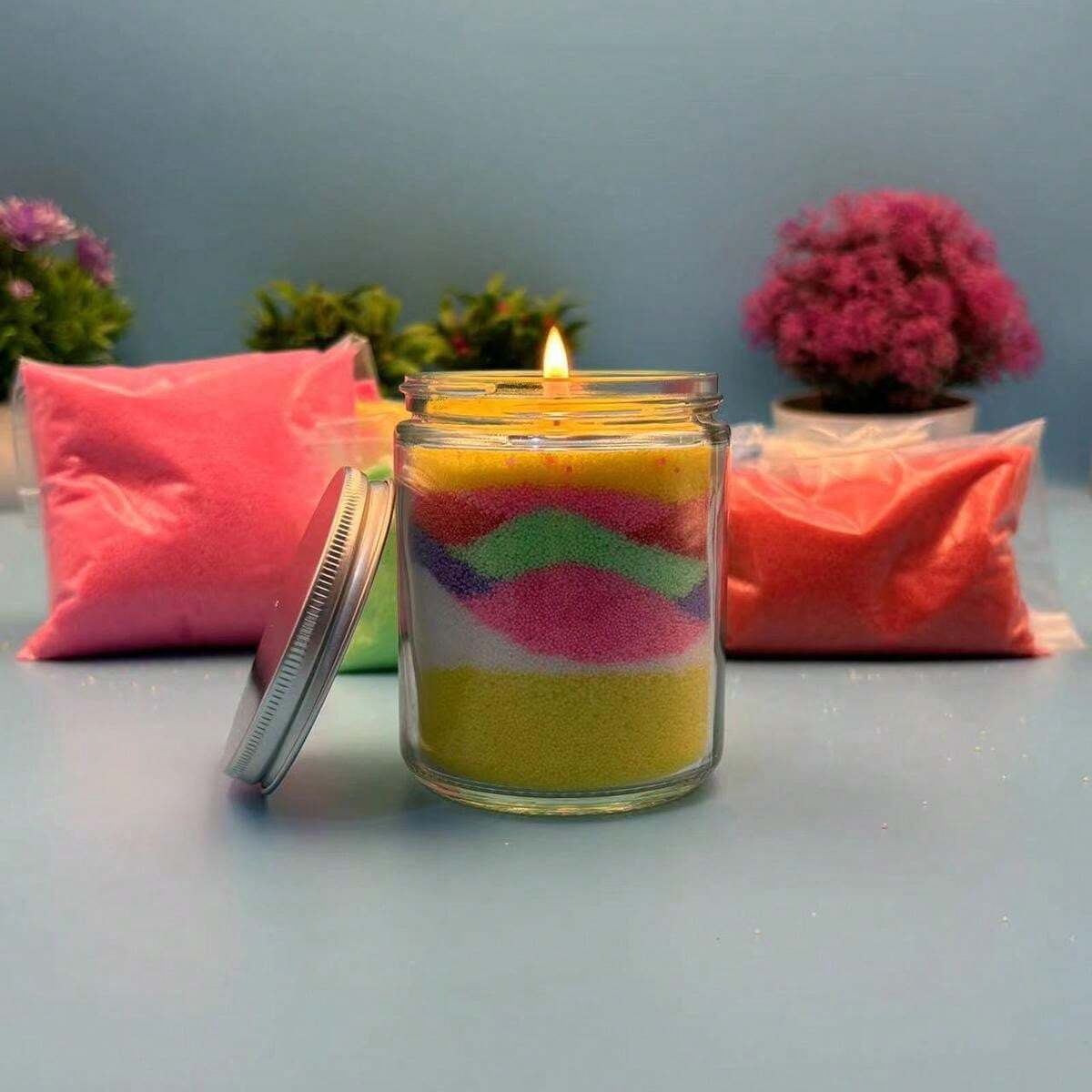 Non Fragrant Sand Wax Making Glass Cup Candle Holder Kit -120G ...