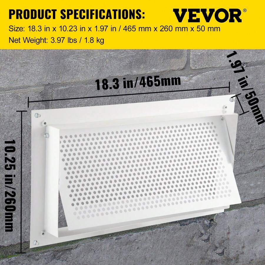 VEVOR Crawl Space Flood Vent Foundation Flood Vent 8 Height X 16 Width ...