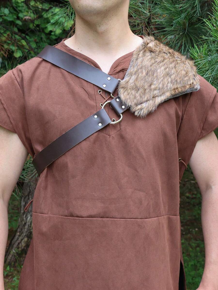 1PC Man Medieval Viking Fur Wrap Drape Shawl Barbarian Shoulder Cowl ...