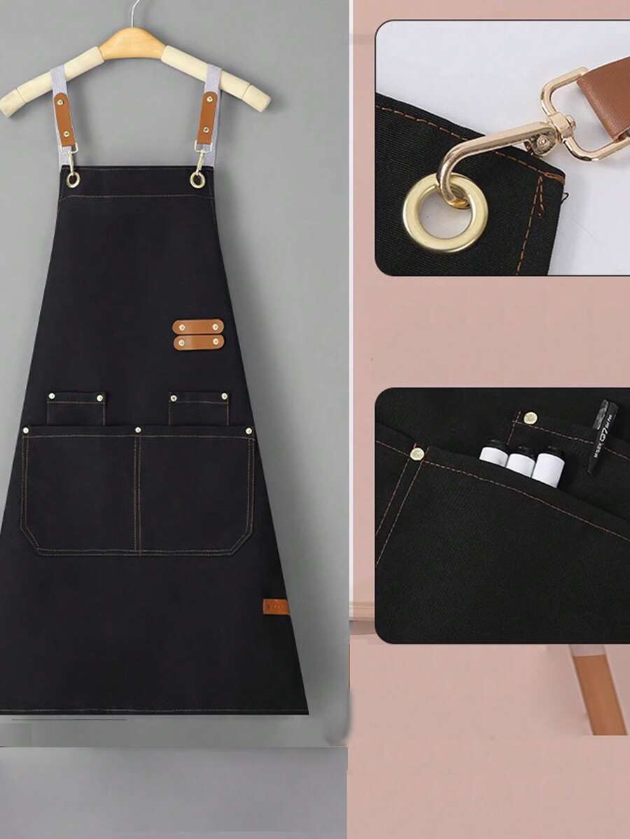 Thick Canvas Apron, Waterproof, For Kitchen, Cafe, Bubble Tea Shop ...