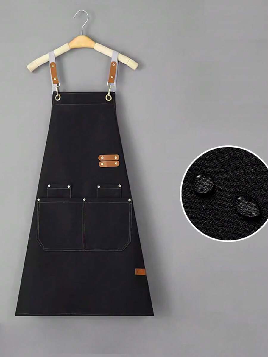 Thick Canvas Apron, Waterproof, For Kitchen, Cafe, Bubble Tea Shop ...