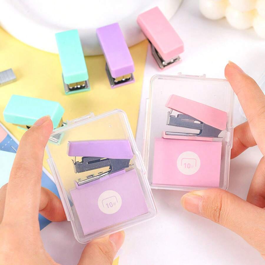 2pcs Mini Macaron Color Stapler Set, Creative Metal Stapler, School ...