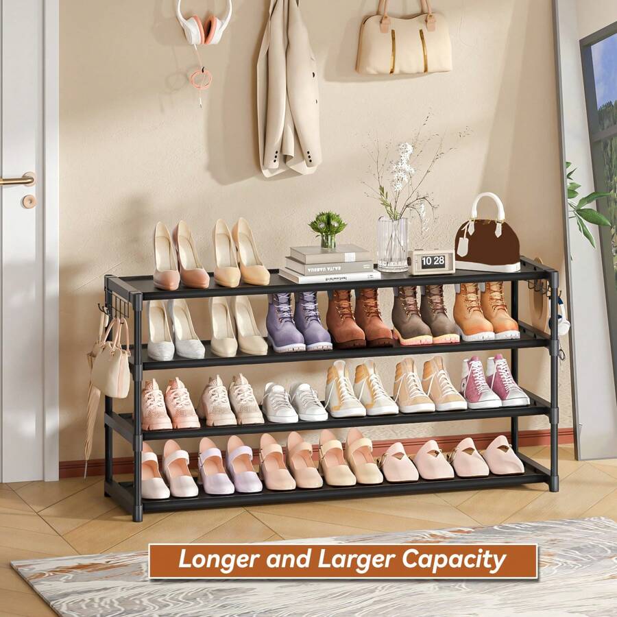 Long Shoe Rack, Sturdy Shoe Rack For Closet, Entryway, Large Storage ...