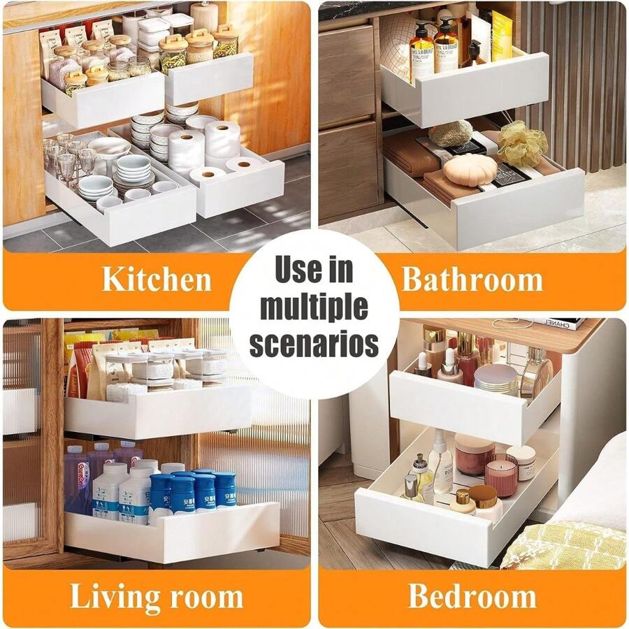 Pull Out Cabinet Organizer, 21"Deep, Slide Out Drawer Organizer For ...