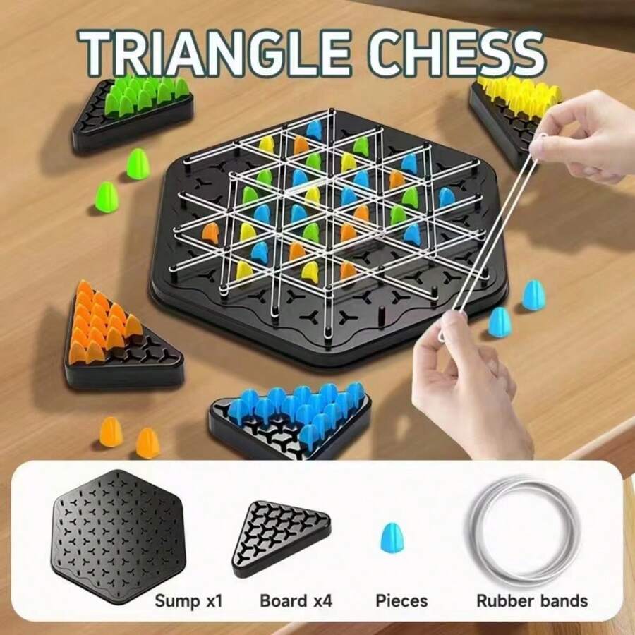 Geometric Chain Puzzle Brain Teaser Triangle Tabletop Game Elastic Band ...
