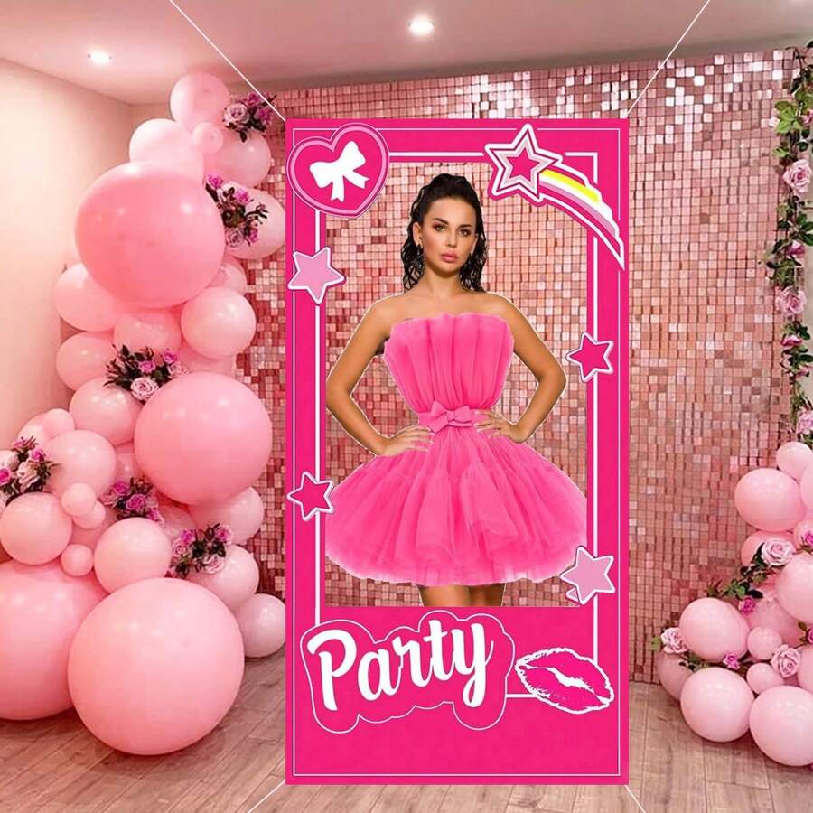 180*90cm Pink Border Photo Shoot Backdrop Cloth For Girl, Frame ...