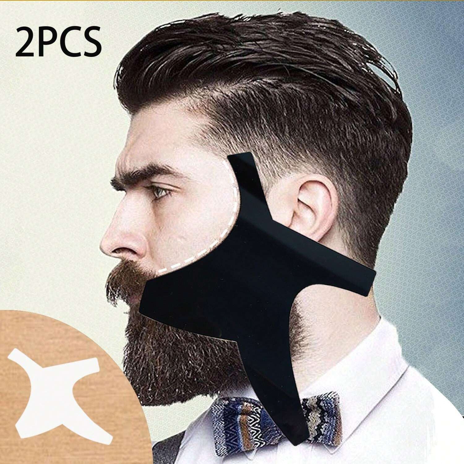 2pcs PVC Beard Shaping And Haircut Template Set For Men, Beard Shaping ...
