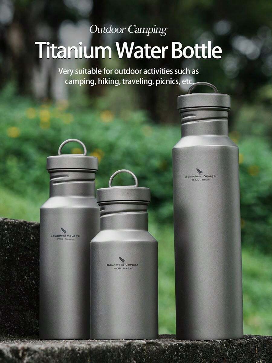 Bewell Pure Titanium Single-Layer Water Bottle With Hanging Ring, Comes ...