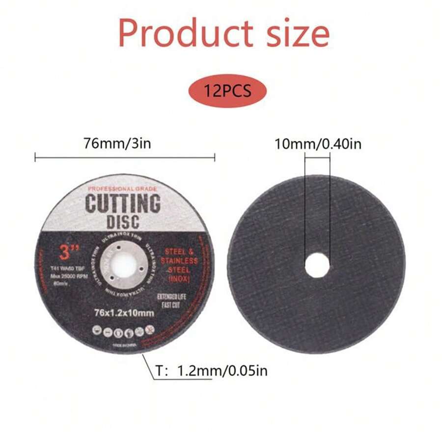 12pcs 76mm Cut Off Wheels, Metal Angle Grinder Discs For Grinding & Cutting Metal And Wood ...