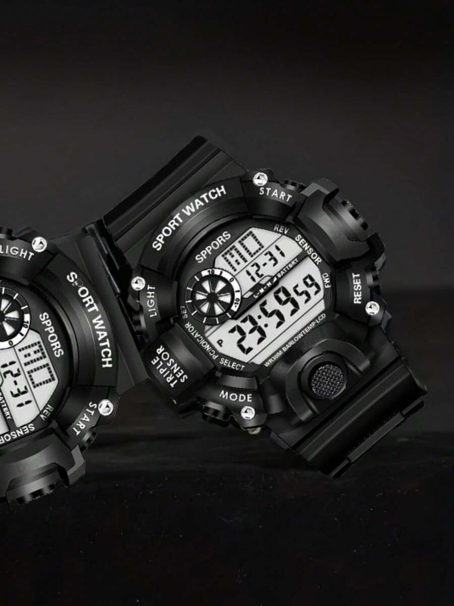 Night Glow Multifunctional Electronic Watch Round Digital Watch Men's ...