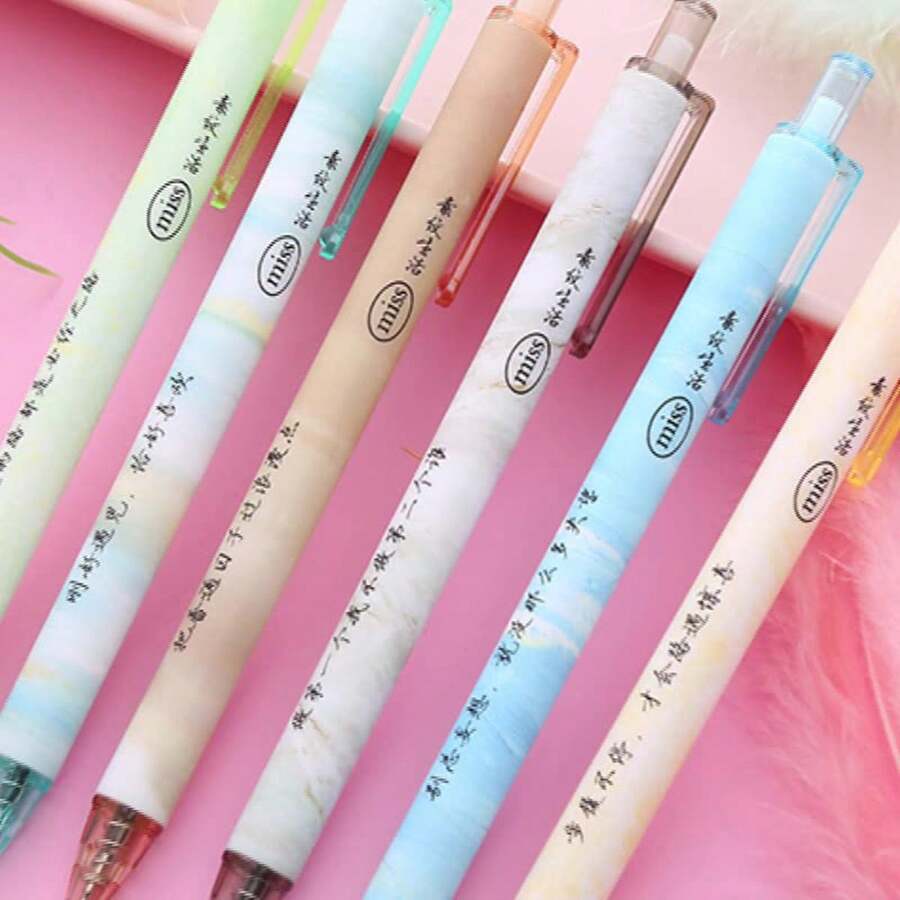 6pcs Random Creative Solid Color Pressing Water-Based Pen For Students ...