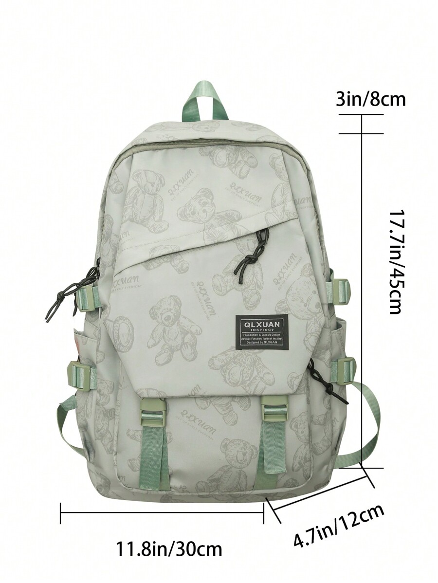 Printed Teddy Bear Backpack For Female College Students, Simple ...