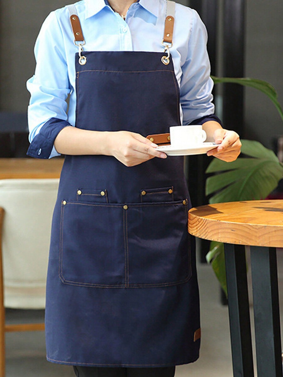 Thick Canvas Apron, Waterproof, For Kitchen, Cafe, Bubble Tea Shop ...