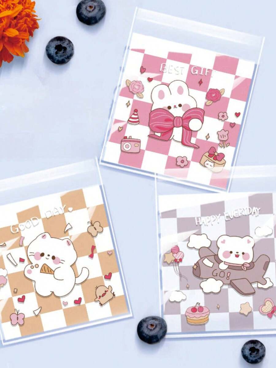 100pcs Animal Themed Plastic OPP Self-Adhesive Bags For Packaging ...