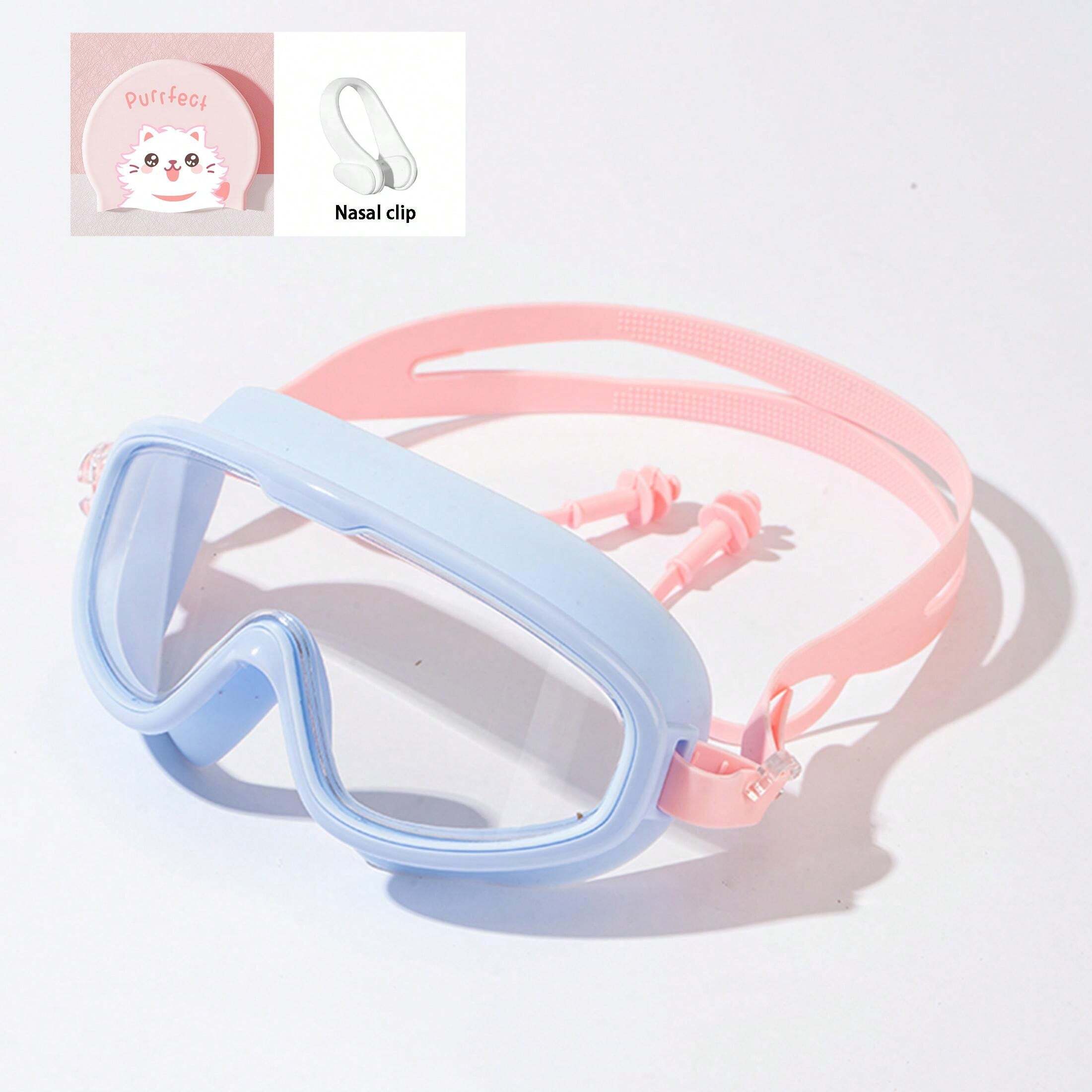 Swimming Goggles Set (Goggles+Nose Clip+Swim Cap) Waterproof Anti-Fog ...