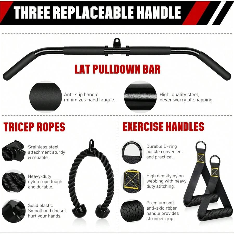 Fitness LAT And Lift Pulley System Gym - Upgraded LAT Pull Down Cable ...