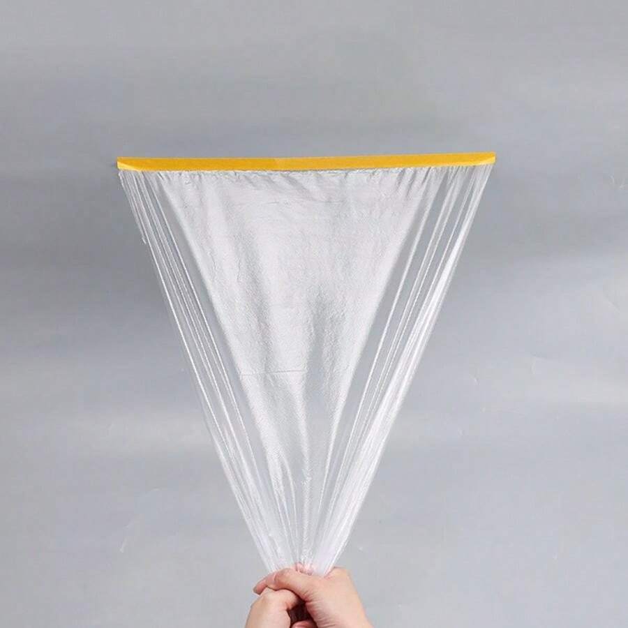 1pc Plastic Film & Masking Tape Drop Cloth, Waterproof Dust Cover Sheet ...