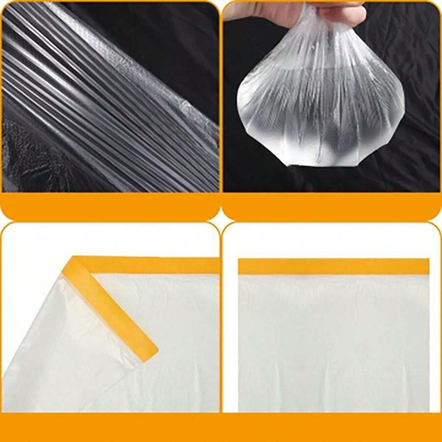 1pc Plastic Film & Masking Tape Drop Cloth, Waterproof Dust Cover Sheet ...