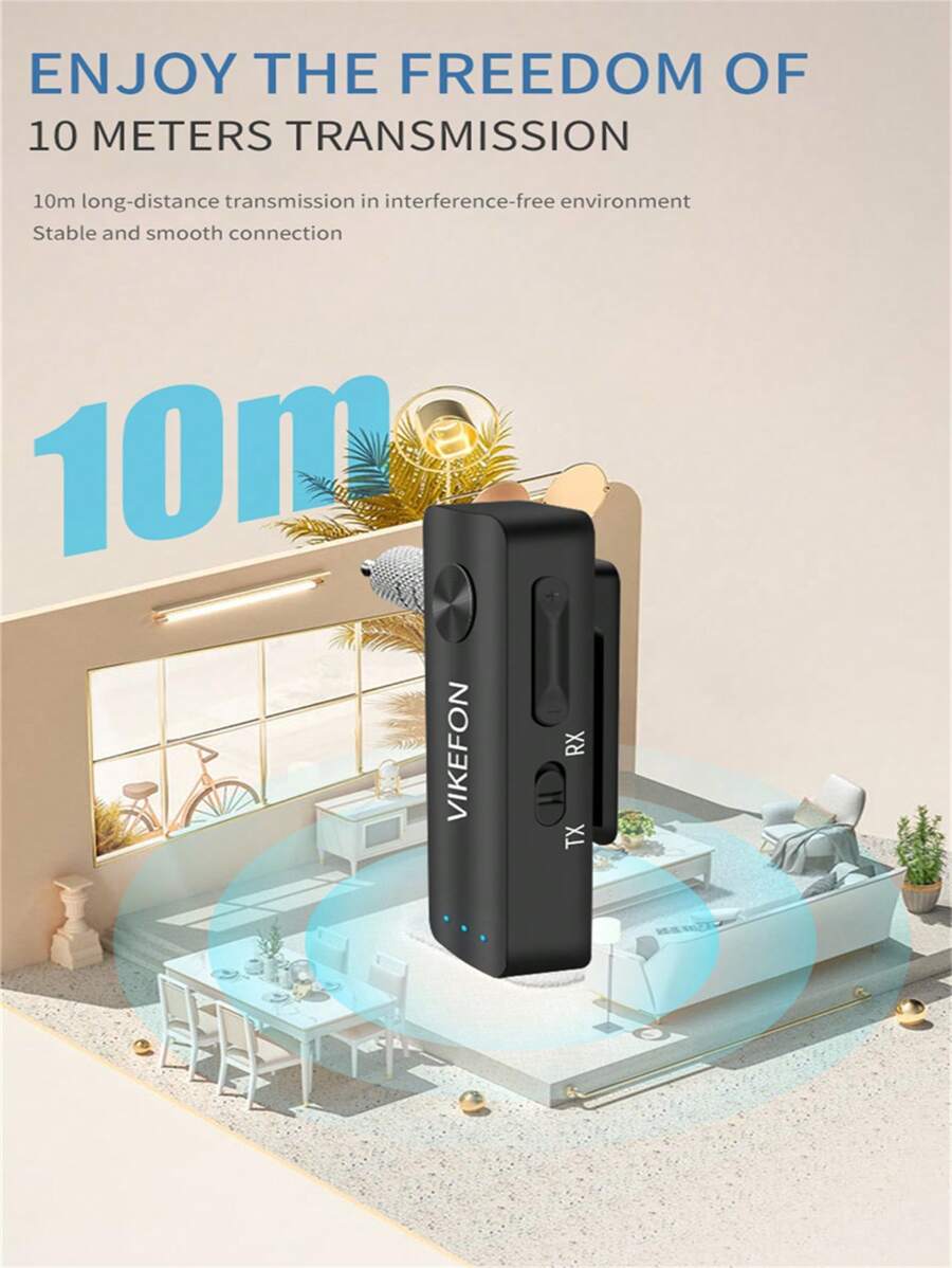 VIKEFON Receptor de Áudio Bluetooth 5.3 2 EM 1 Transmissor 3.5mm AUX ...