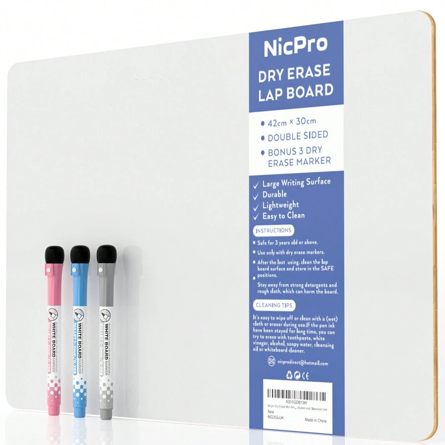 Nicpro 9 X 12 Inches Lapboard Small Dry Erase Lap Board Double Sided ...