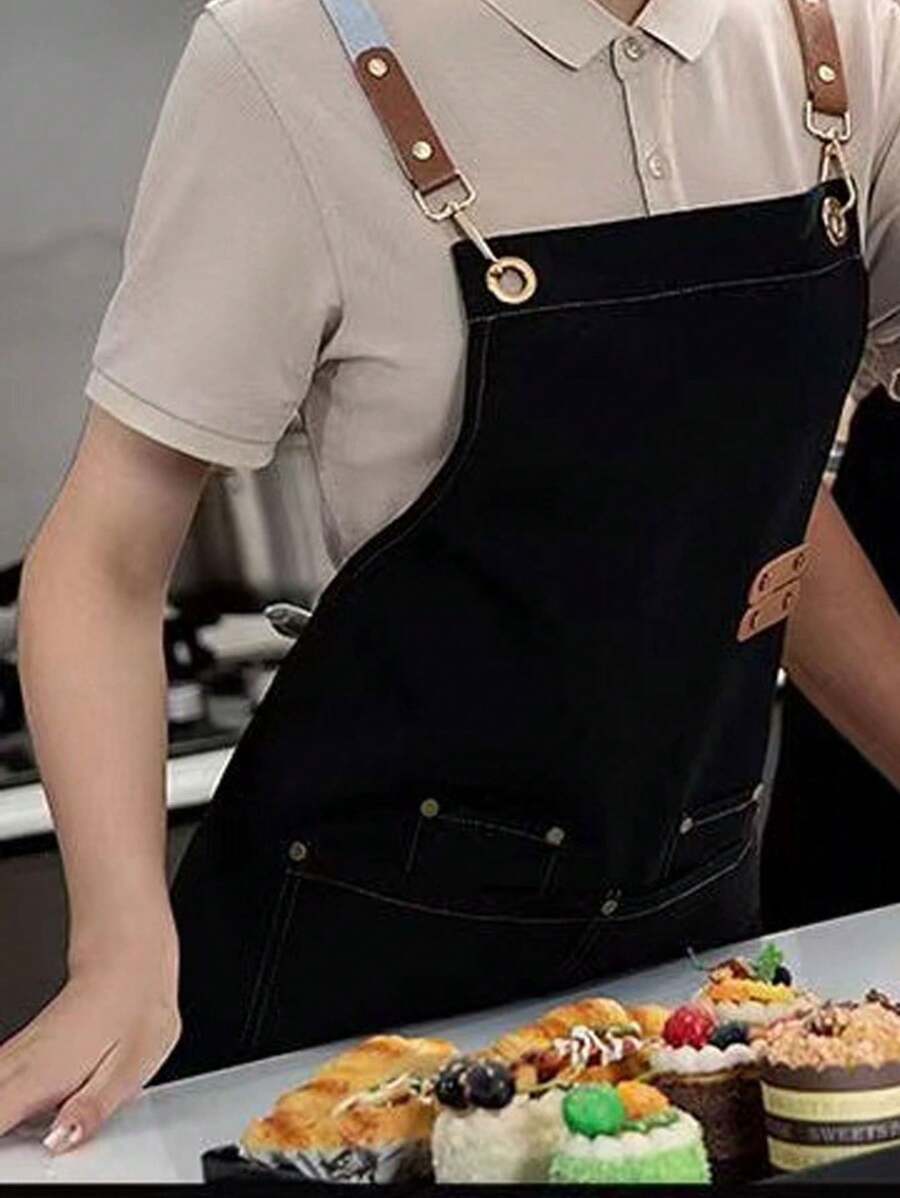 Thick Canvas Apron, Waterproof, For Kitchen, Cafe, Bubble Tea Shop ...