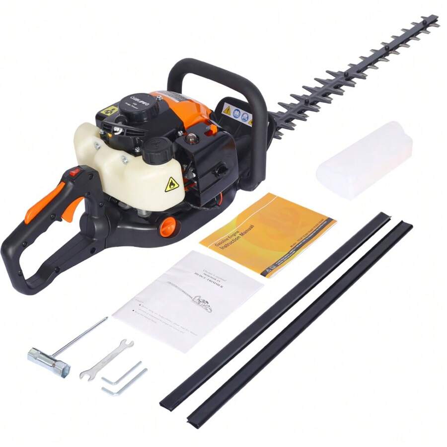 26cc 2 Cycle Gas Powered Hedge Trimmer , Double Sided Blade 24",Recoil Gasoline Trim Blade ...