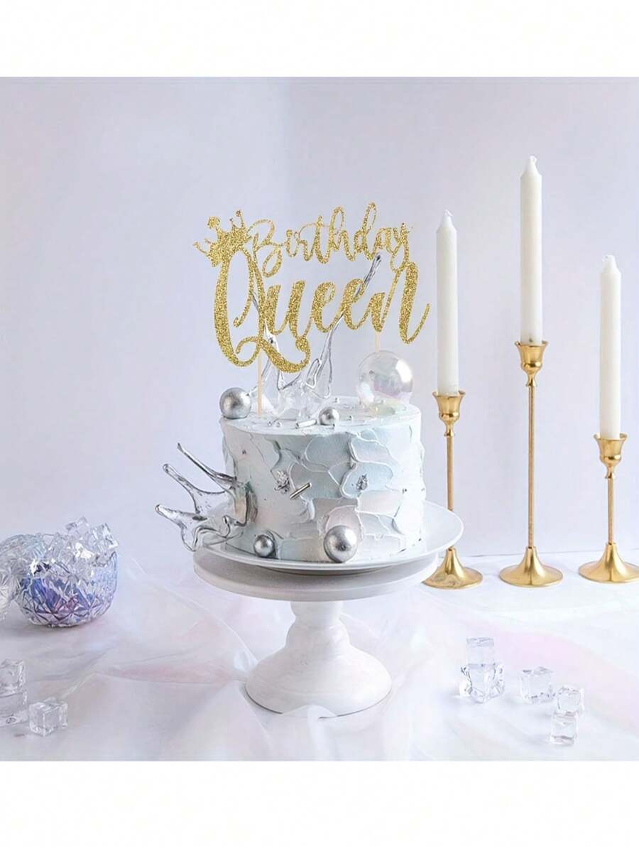 Glitter Queen Birthday Cake Topper, Happy Birthday Cake Bunting Decor ...
