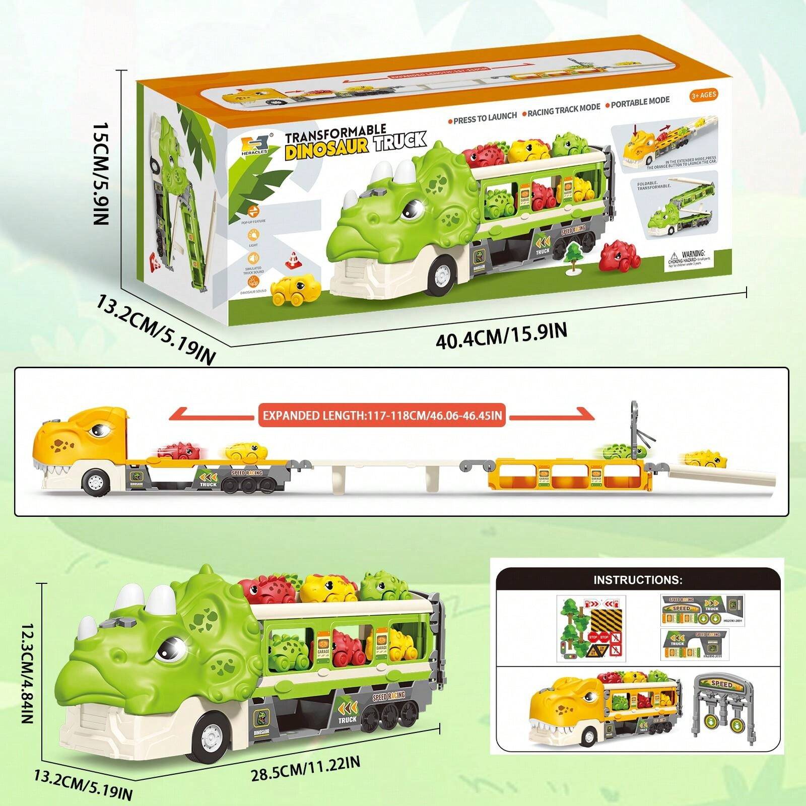 Dwi Dowellin Dinosaur Hauler Truck With Ejection Race Track,1 Toy ...