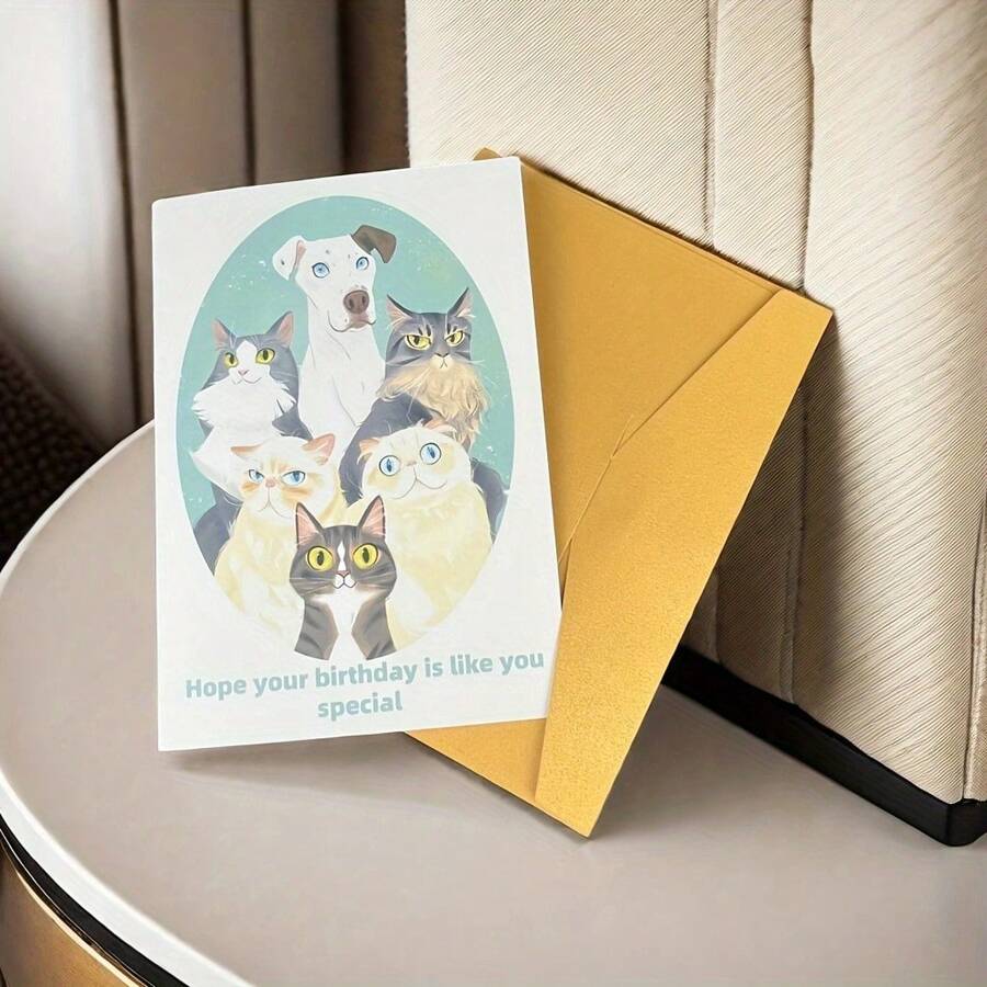 Lovely Cats And Dogs Birthday Card, From The Cat And Dog Family Fun ...