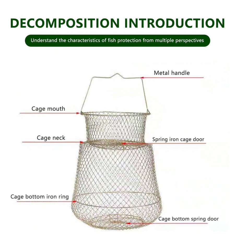 1pc Galvanized Steel Fish Trap With Anti-Hanging Crab Protection ...