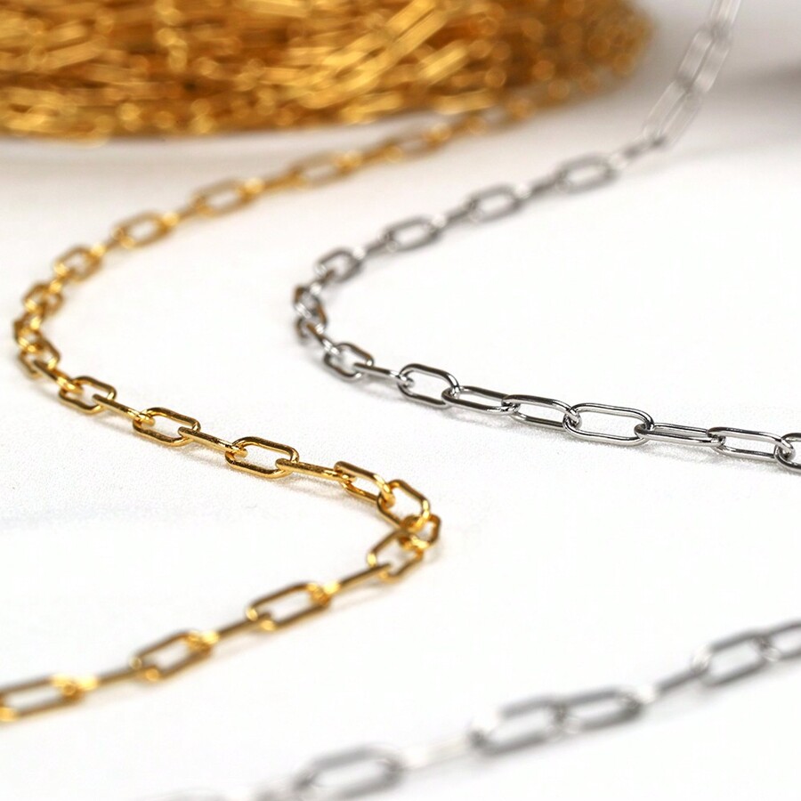 Chaîne Rolo en acier inoxydable de 1 m/paquet, chaîne de bijoux de ...