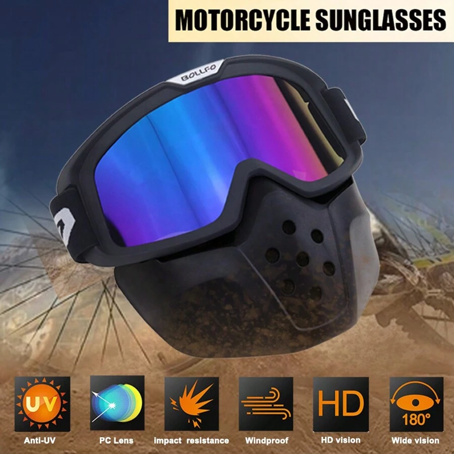 Motorcycle Goggles Paintball Mask, Detachable Face Mask Dirt Bike ...
