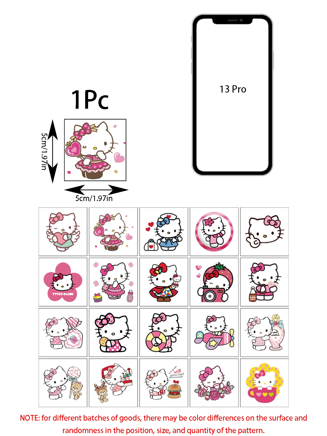 20Pcs/Pack Kawaii Hello Temporary Tattoo Stickers Cartoon Kittys Cat ...