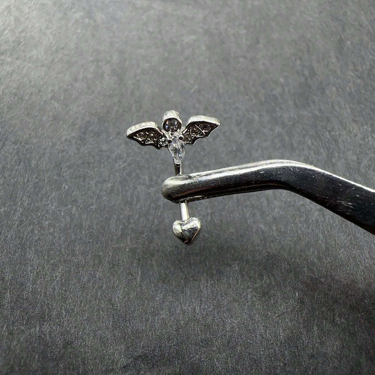 1pc Heart & Peach Shaped Zirconia Eyebrow Stud Ring With Rhinestone ...