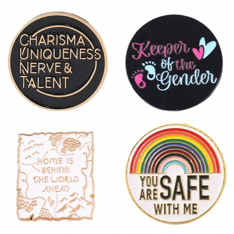 New European & American Style Motto Letter Metal Badge Creative ...