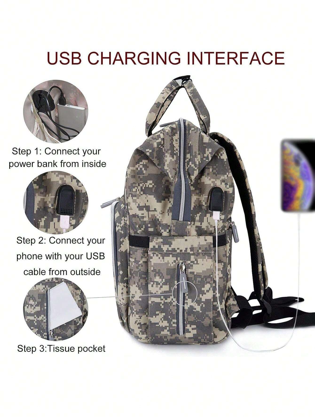 Mommy Bag Large Capacity Waterproof Multi-Functional Diaper Bag ...