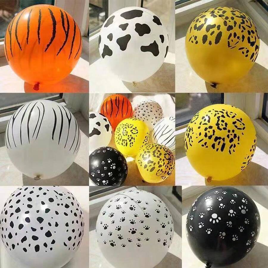 12-Inch 40pcs/Pack Random 8 Animal Style Latex Jungle Pattern Balloons ...